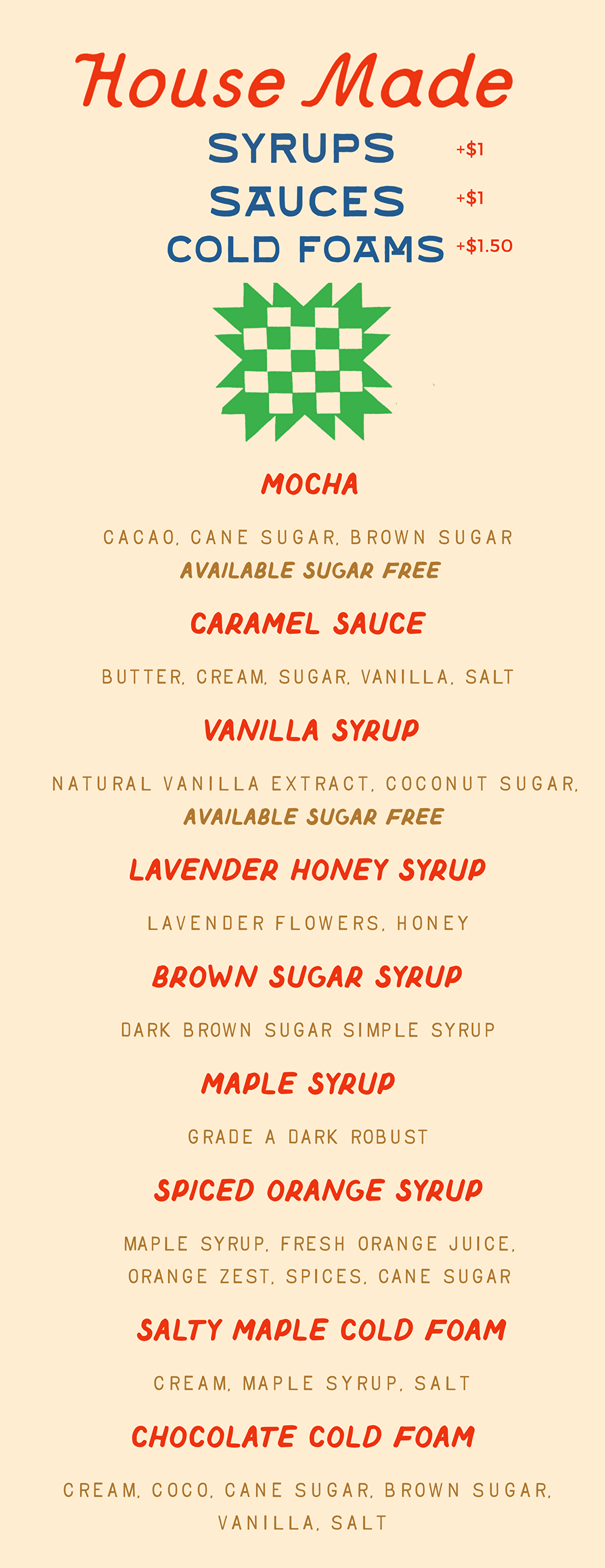 Mountain Mama'S seasonal drink Menu